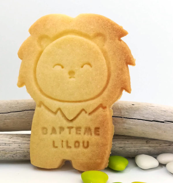 Biscuit sablé en forme de Lion à personnaliser avec votre texte